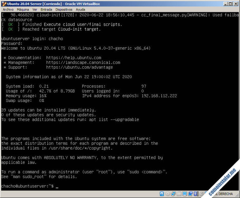 Cómo instalar Ubuntu Server 20.04 en VirtualBox ️ [2022] Paso a paso