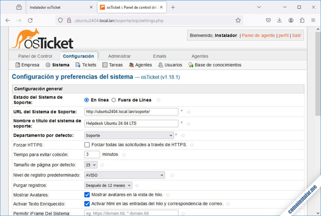 Cómo instalar osTicket en Ubuntu 24.04 LTS ️ [2024]